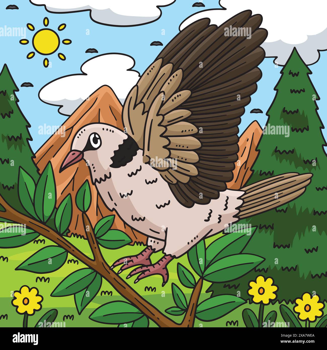 Ring Necked Dove Bird Colored Cartoon Illustration Stock Vector Image ...