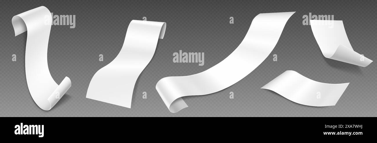 Paper bill mockups set isolated on transparent background. Vector ...