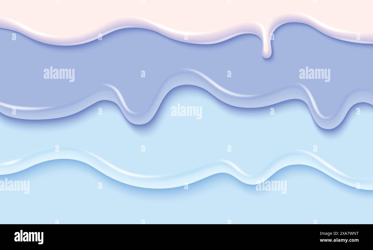 Blue and white liquid substance border. Vector realistic illustration ...