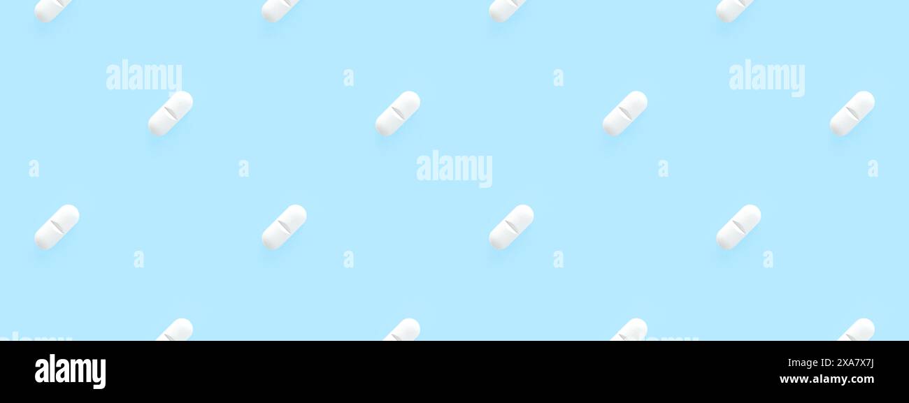 Seamless pattern with white medicines pills and tablets. Drug ...