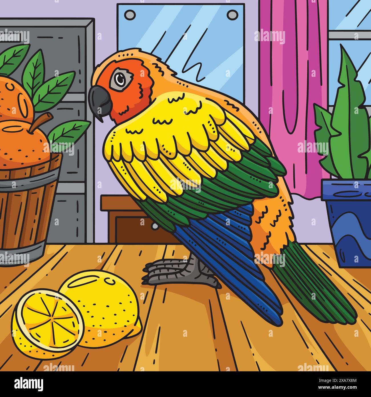 Conure Bird Colored Cartoon Illustration Stock Vector Image & Art - Alamy