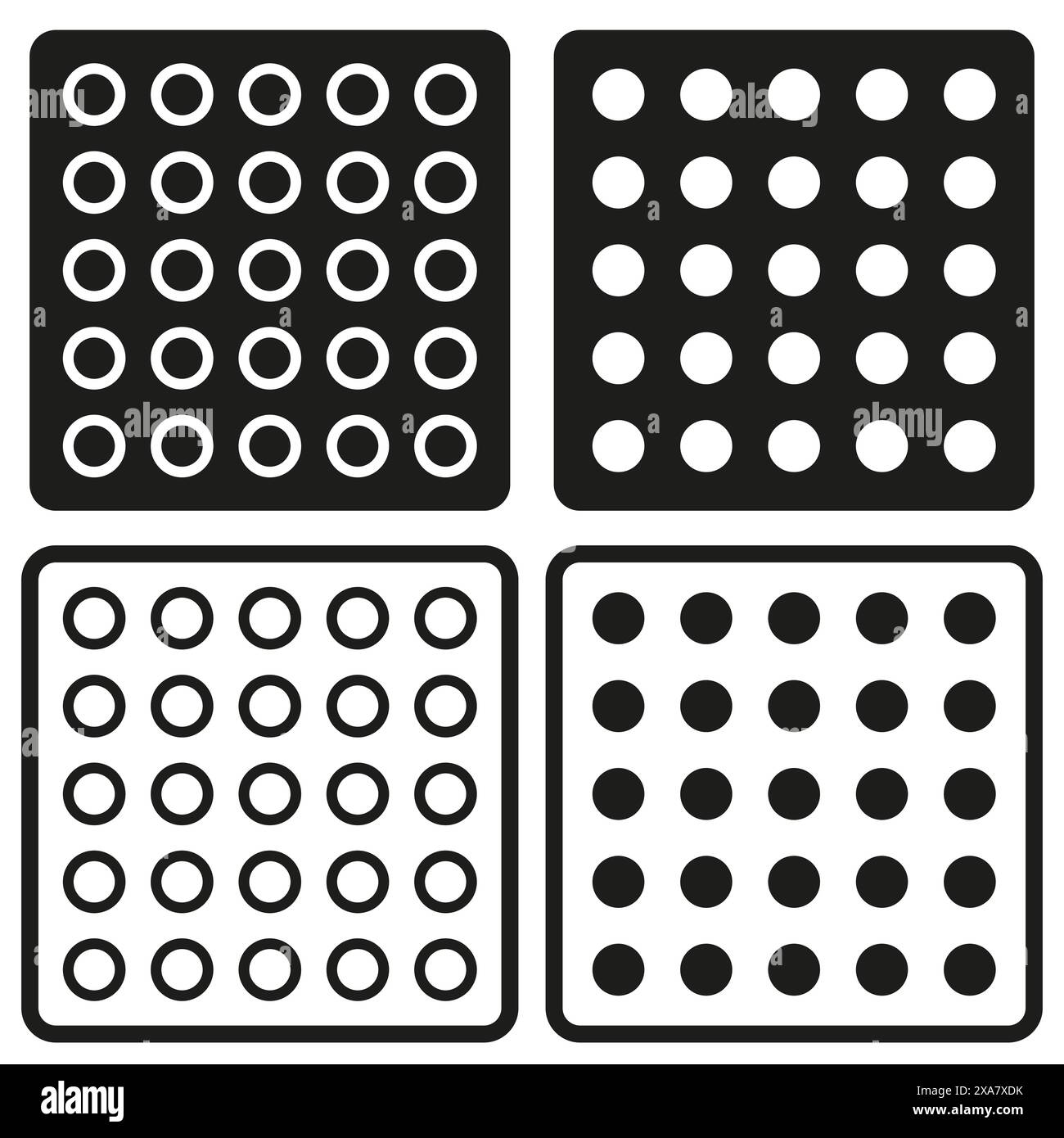 Dot pattern icons. Square grid. Geometric design. Vector symbols Stock ...