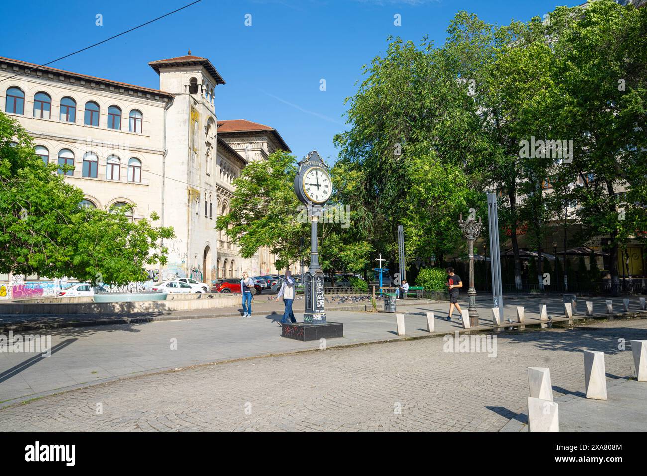 Bucharest, Romania. May 25, 2024. the old clock in the square 21 ...
