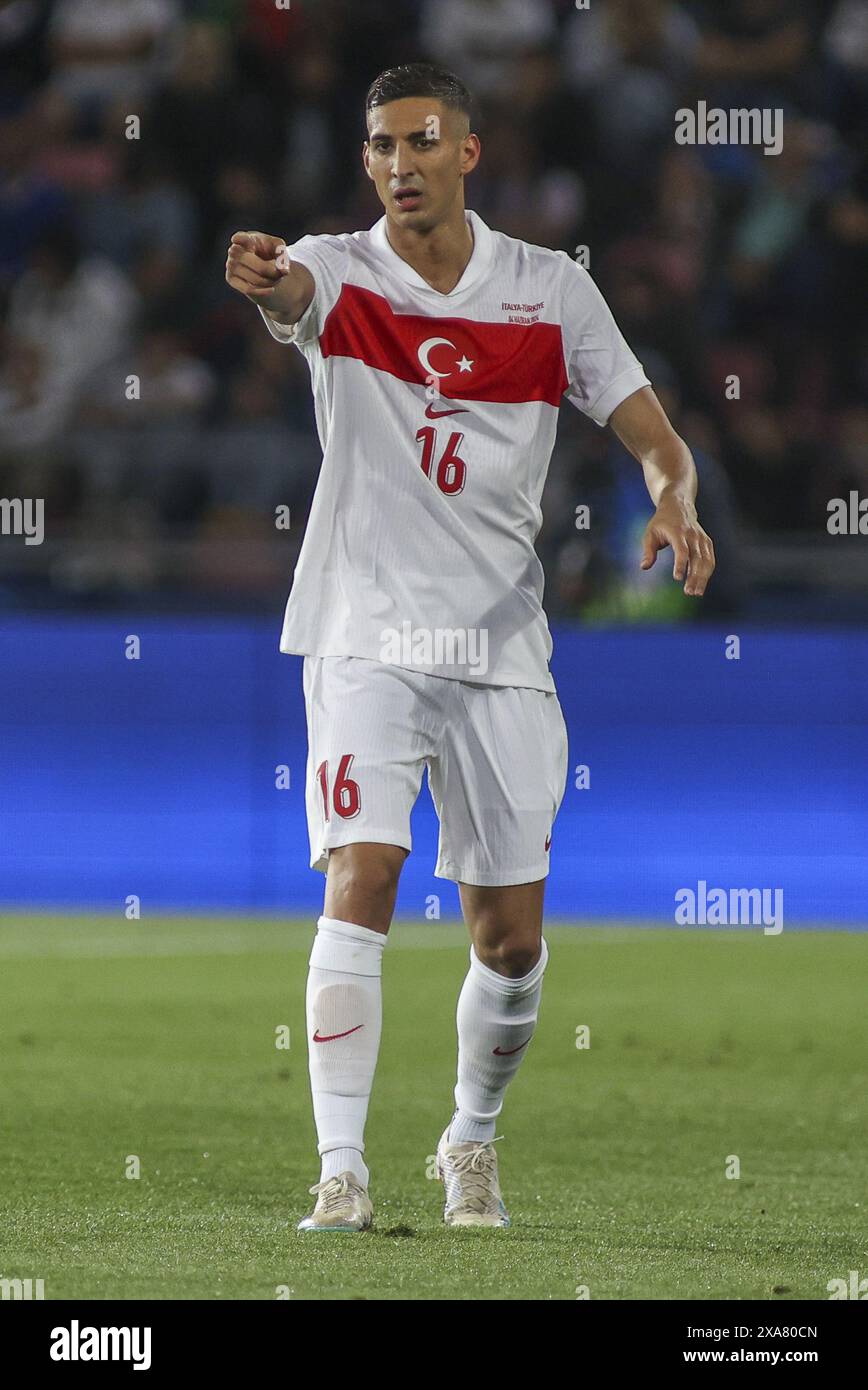 Mert Muldur of Turkiye gestures during Italy vs Turkiye, friendly match ...