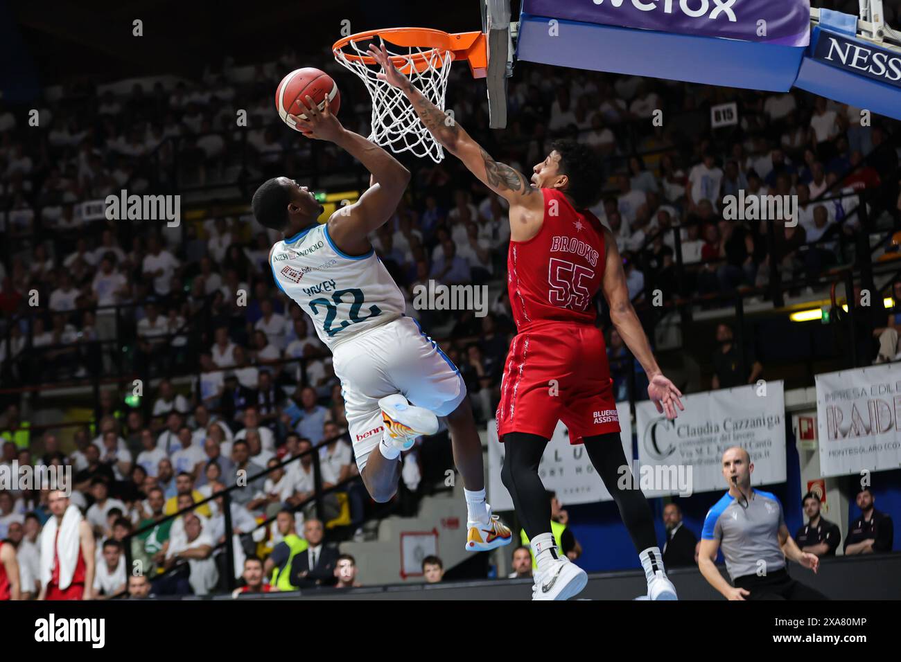 Desio, Italy. 04th June, 2024. Anthony Hickey (Pallacanestro Cantu) and ...