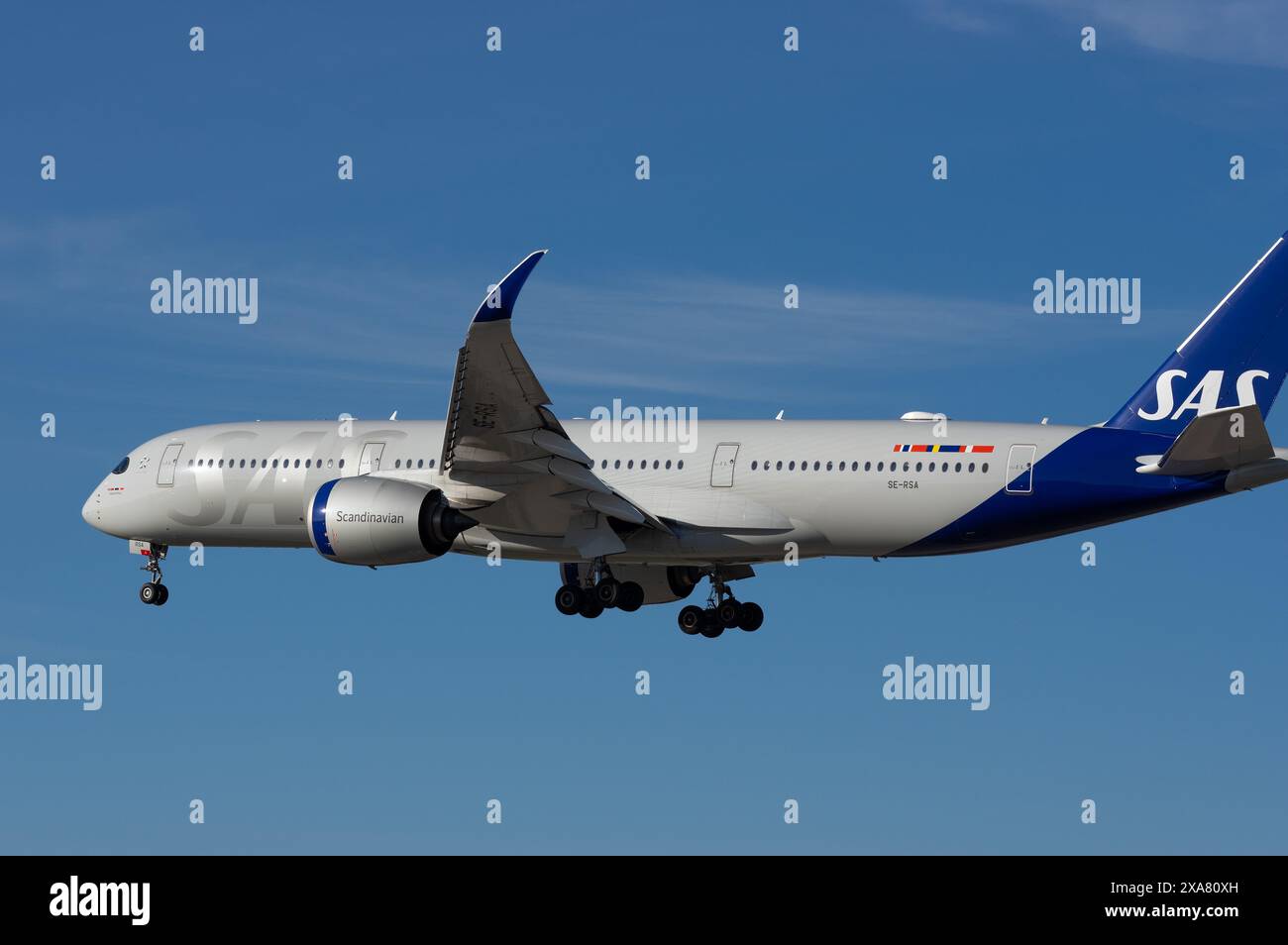 Scandinavian Airlines, SAS Airbus A350 with registration SE-RSA shown ...
