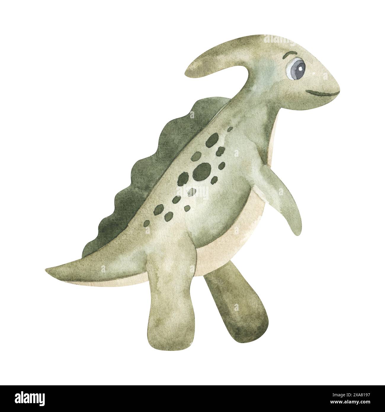 Parasaurolophus illustration. Watercolor prehistorical reptile isolated ...