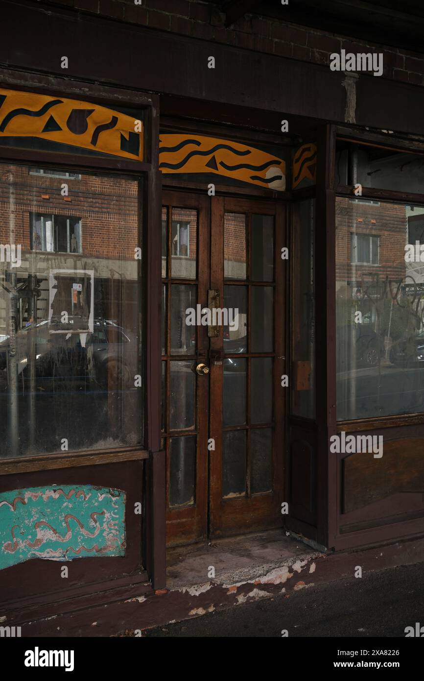 Empty restaurant, doors and windows reflections Newtown, Sydney, Shops ...