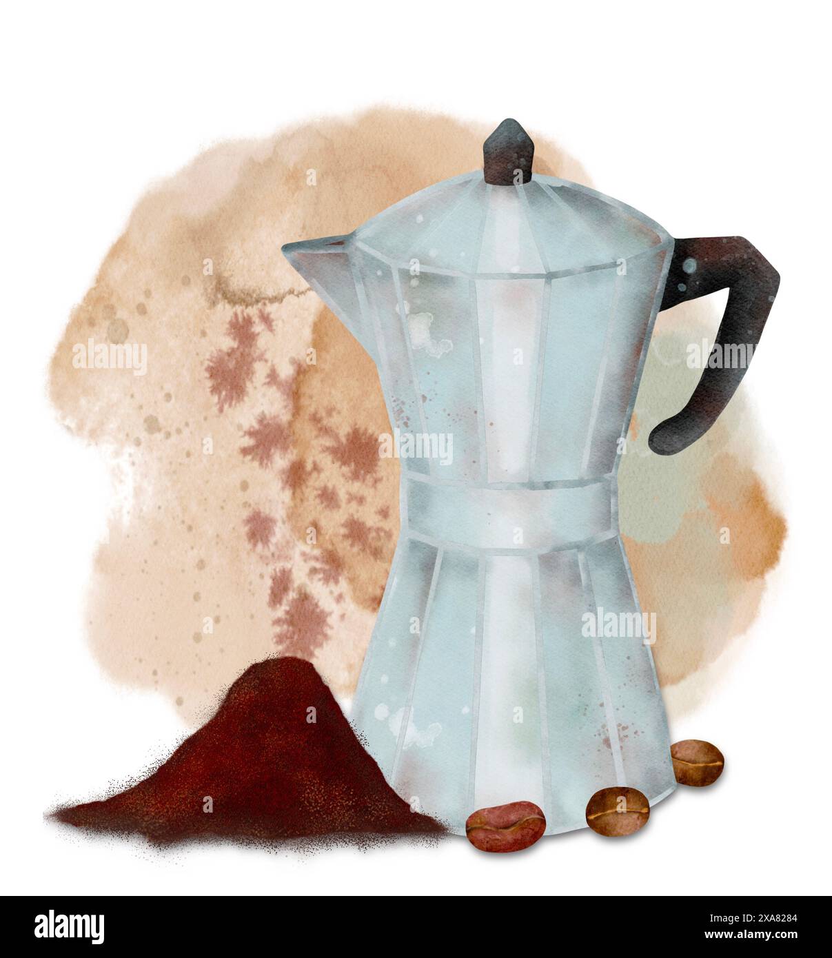 Homemade hot espresso brewing moka Cut Out Stock Images & Pictures - Alamy