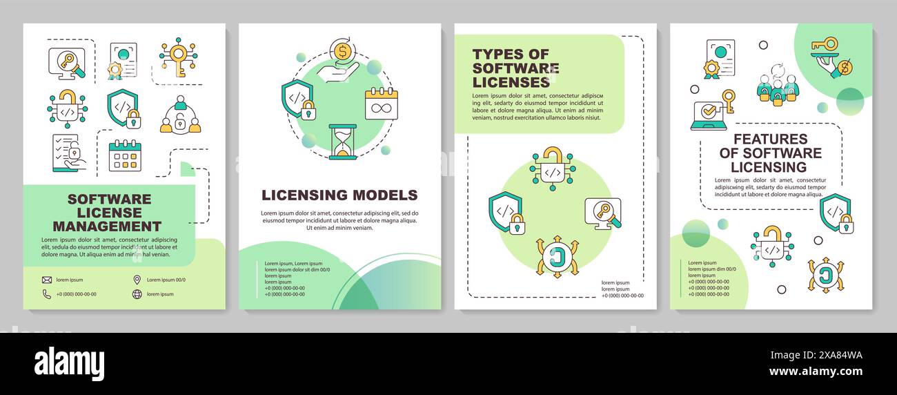 Software licenses models green circle brochure template Stock Vector ...