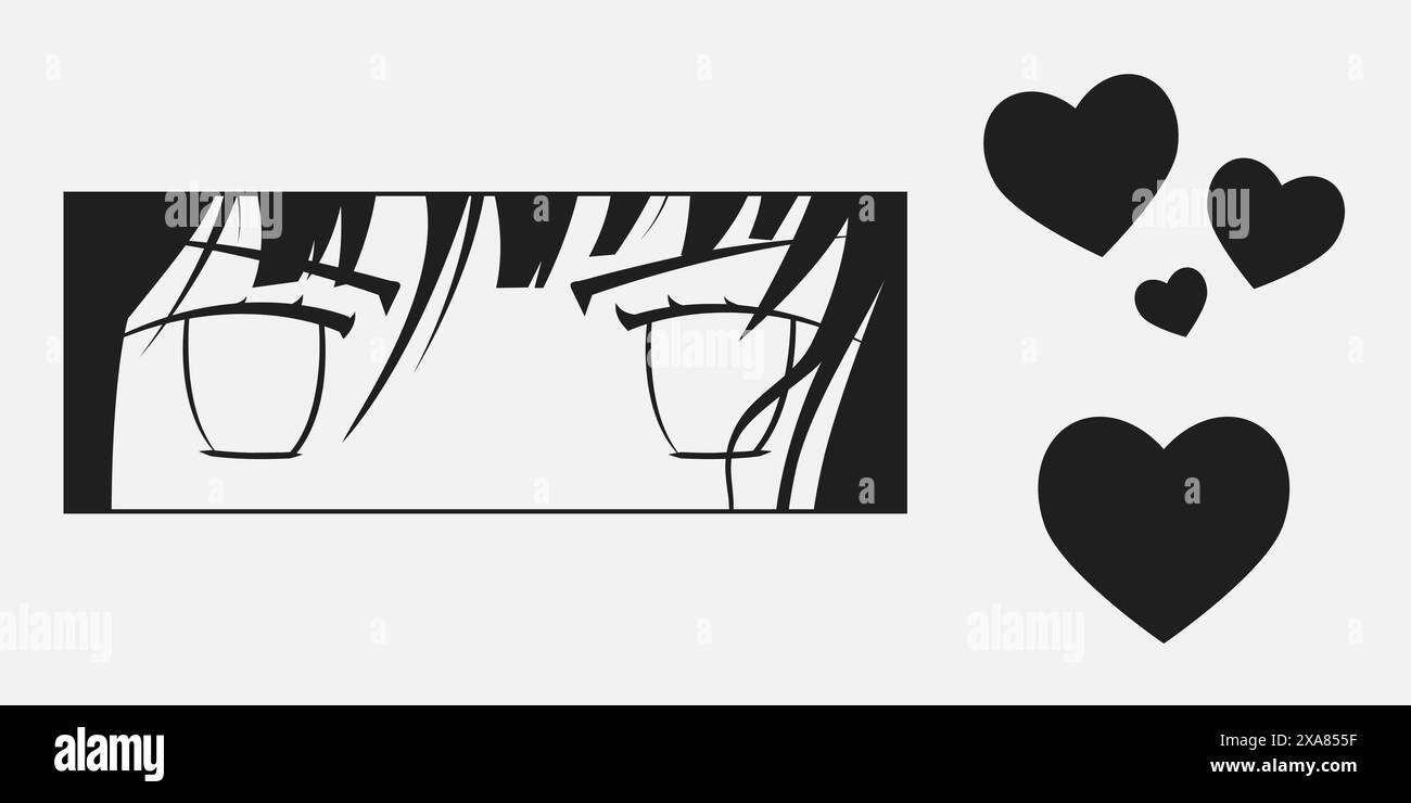 Y2K style design set of hearts and anime girl Stock Vector Image & Art ...