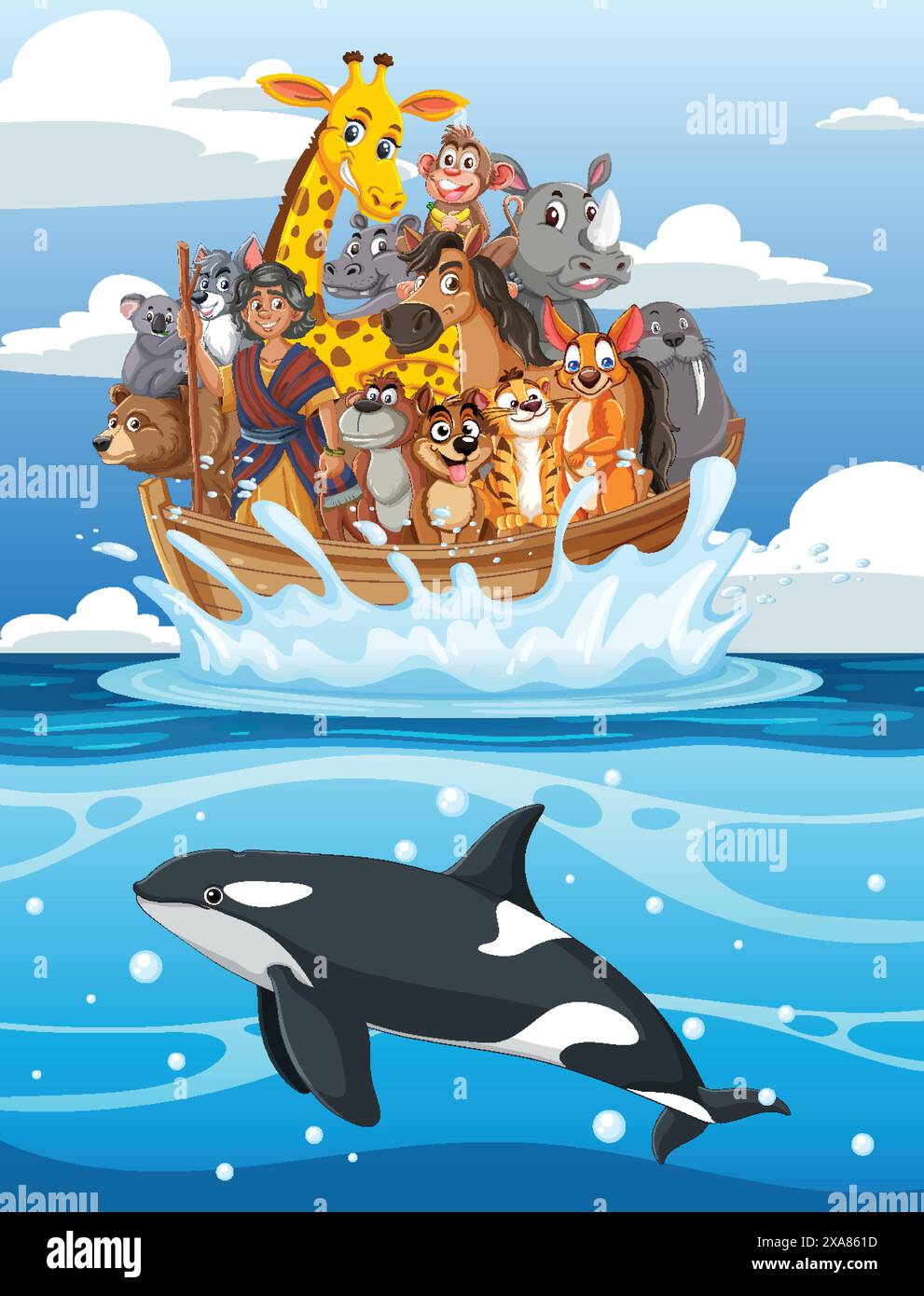 Various animals on a boat in the ocean Stock Vector Image & Art - Alamy