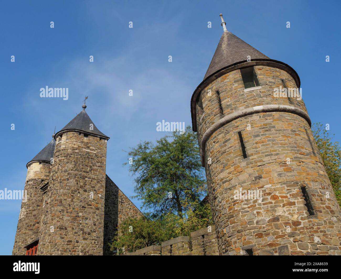 Two medieval stone towers, castle, Kessel, Netherlands Stock Photo - Alamy