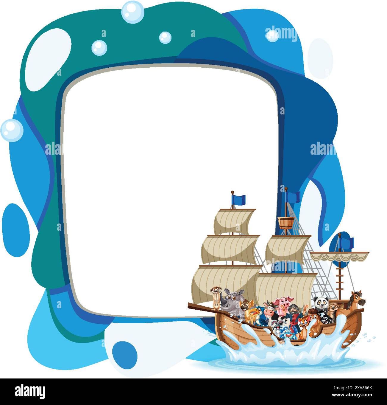 Animals on a ship with a blue frame Stock Vector Image & Art - Alamy