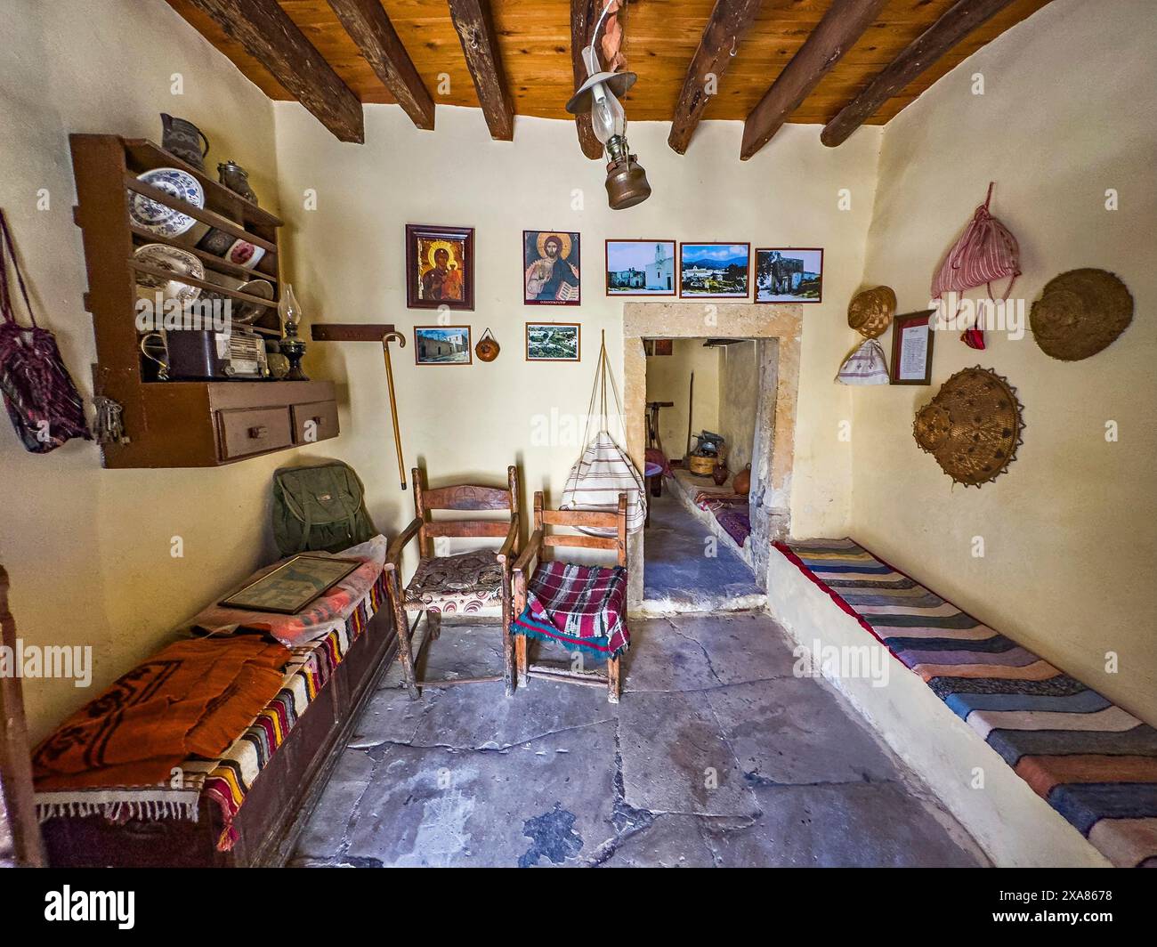 For visitors of Odigitria Monastery open old monastery cell monk's cell ...