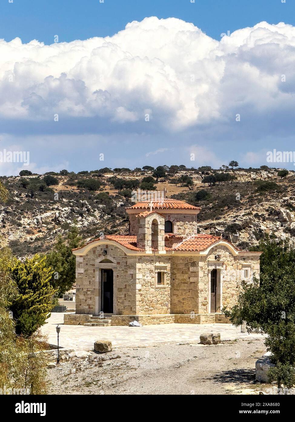 Small church chapel in Byzantine style architectural style on the ...
