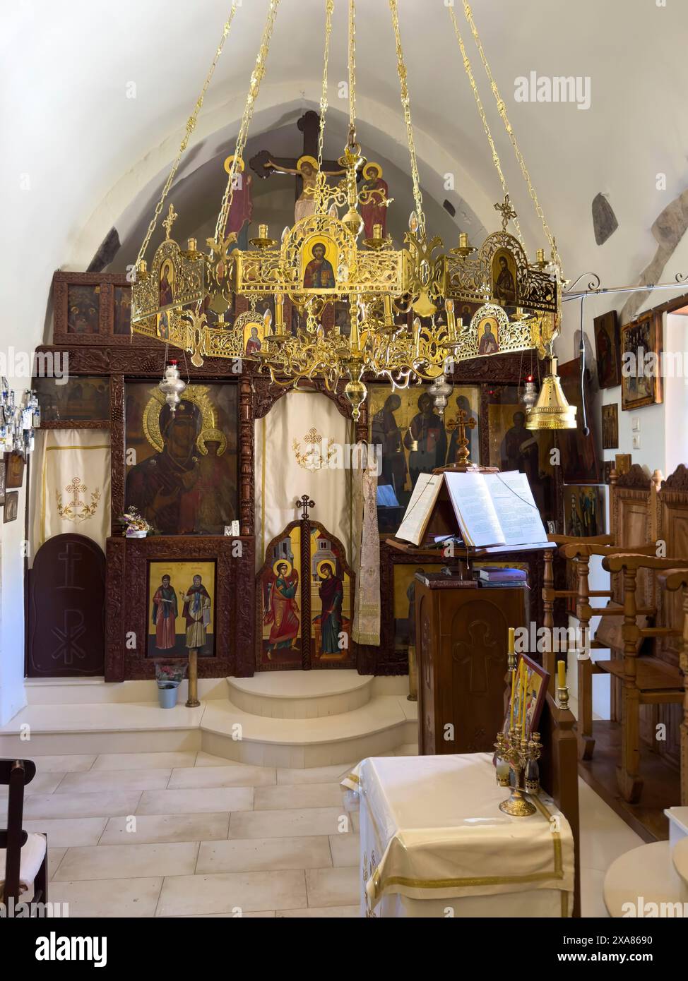 View into the right nave of the two-aisled monastery church dedicated to the Assumption of the ...