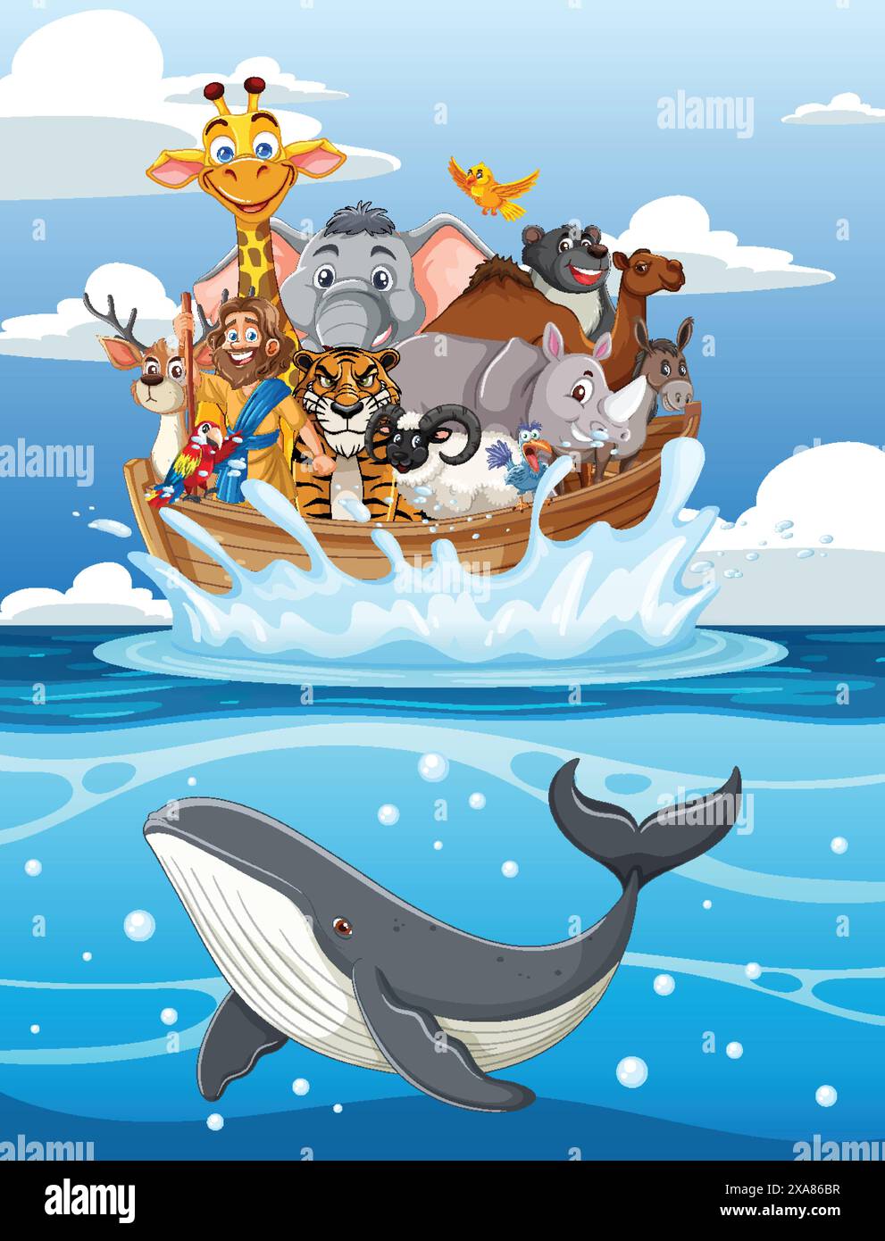 Various animals on a boat with a whale Stock Vector Image & Art - Alamy