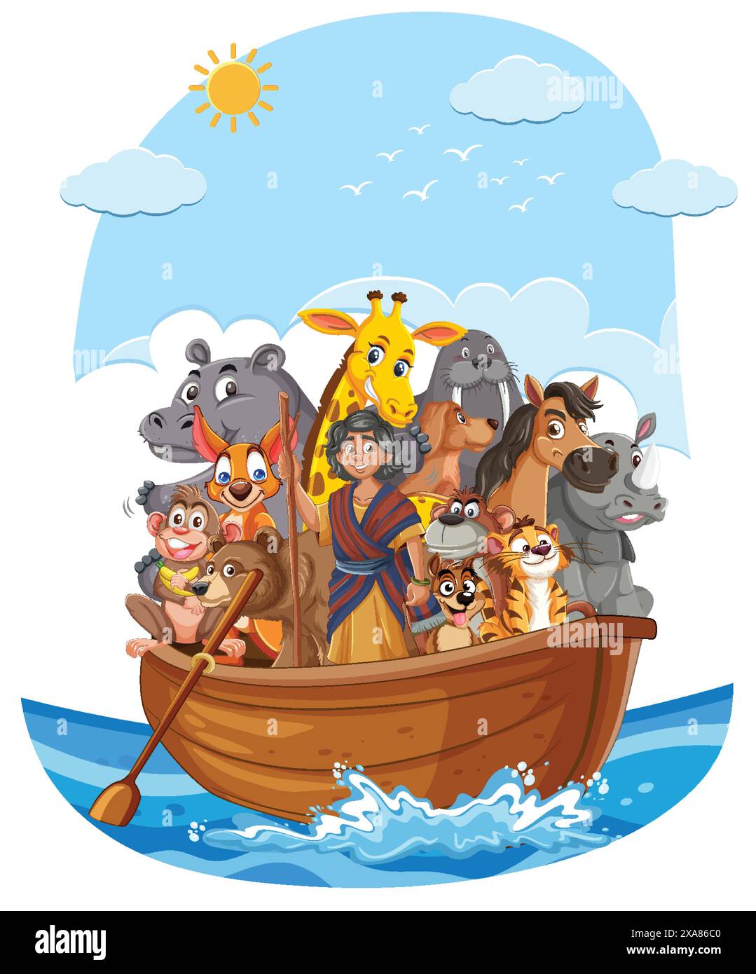 Child and animals sailing together on a boat Stock Vector Image & Art ...