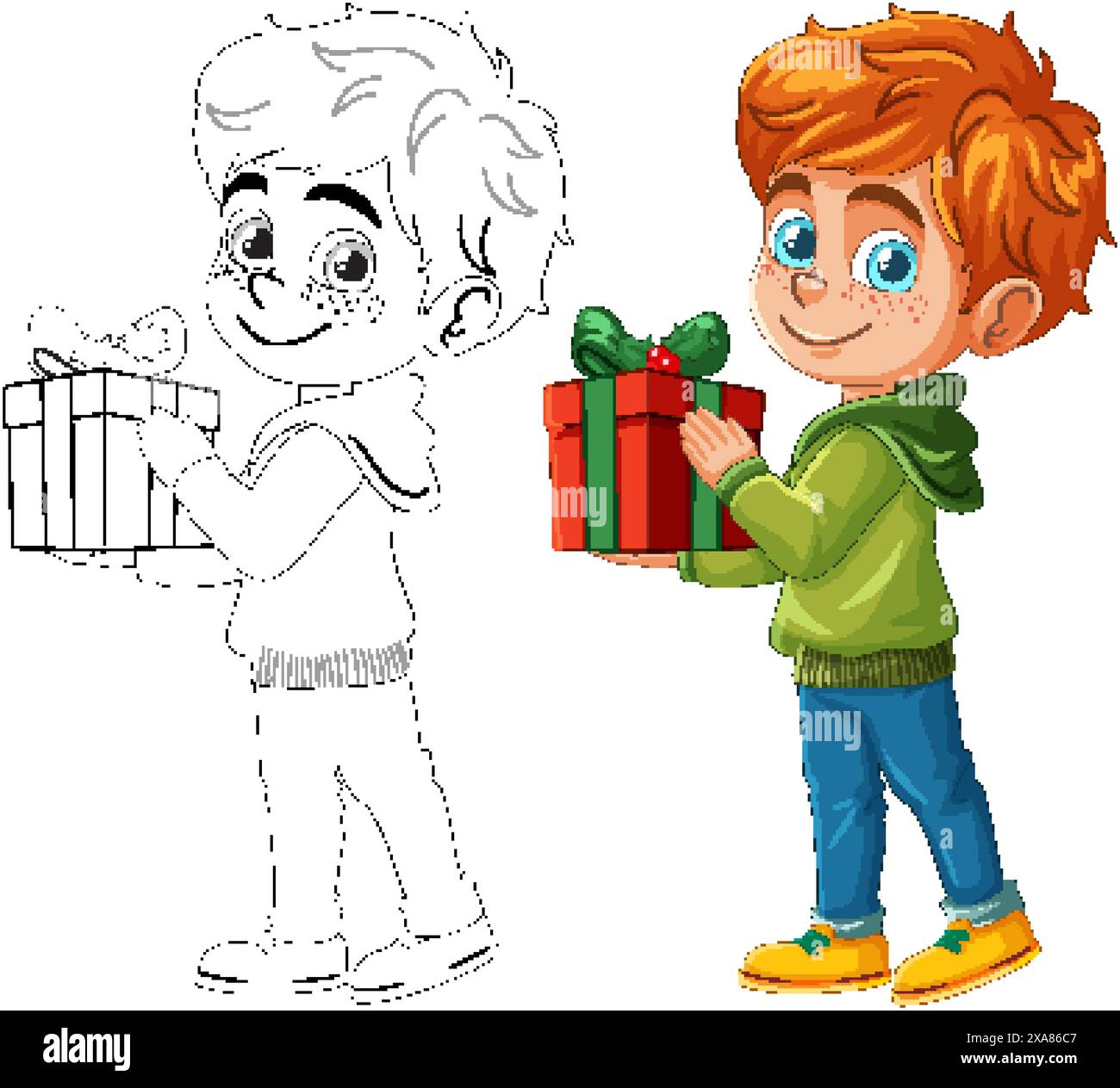 Birthday boy receiving present Cut Out Stock Images & Pictures - Alamy