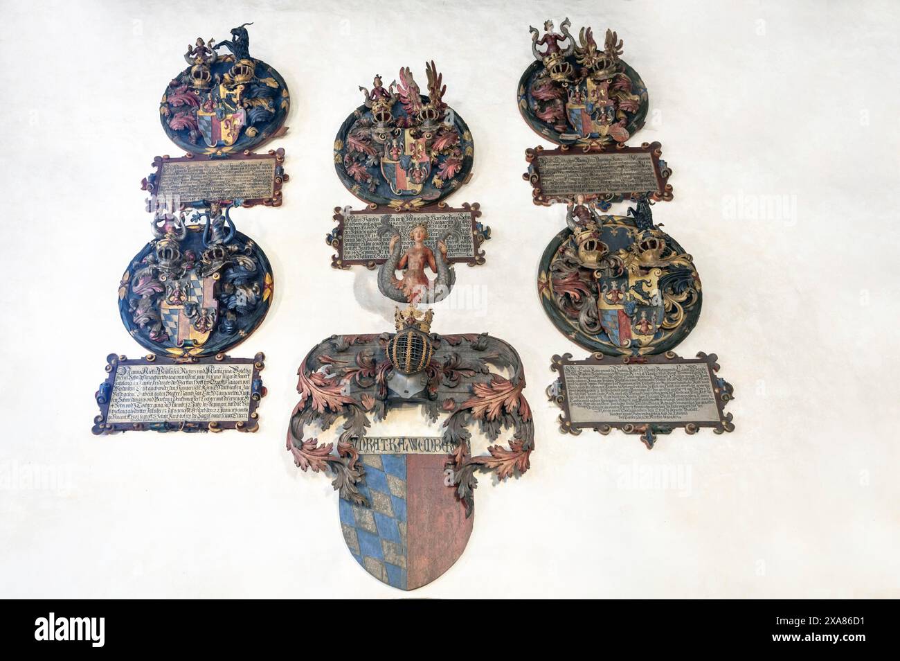 Death signs in the church interior of the Gothic St Mary's Church ...