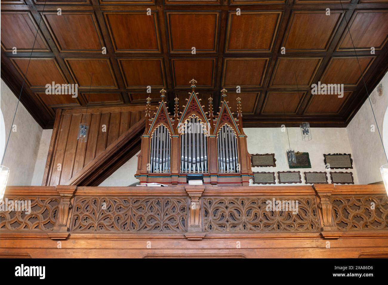 Organ loft, the organ with neo-Gothic case from 1899, St Mary's Church ...
