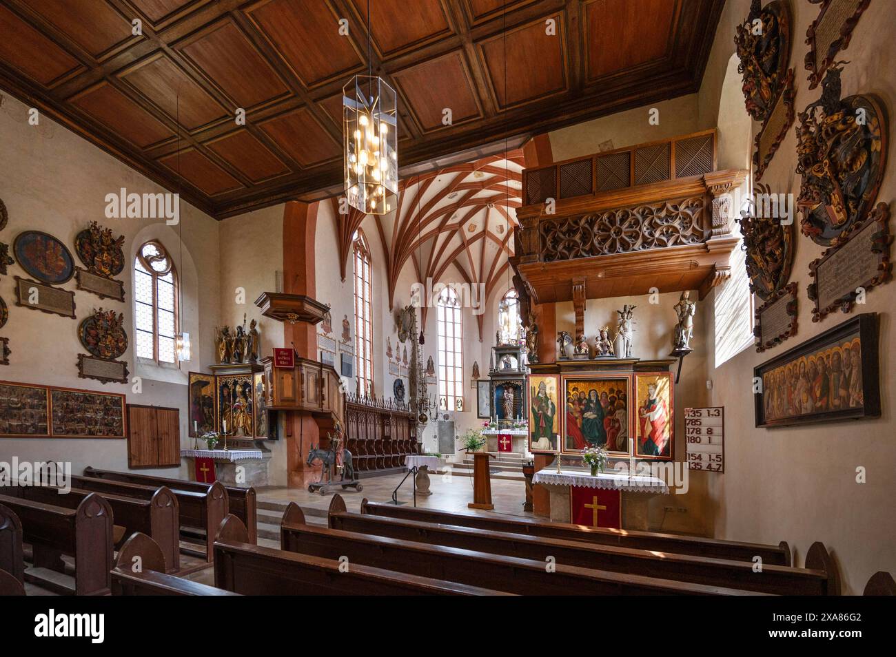 Church interior with two winged altars, Gothic St Mary's Church ...
