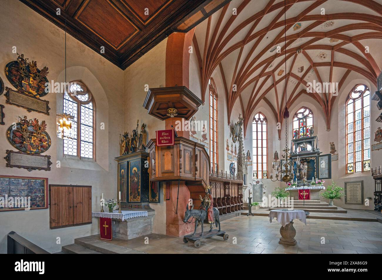 Church interior with Renaissance high altar from 1611, Gothic St Mary's ...