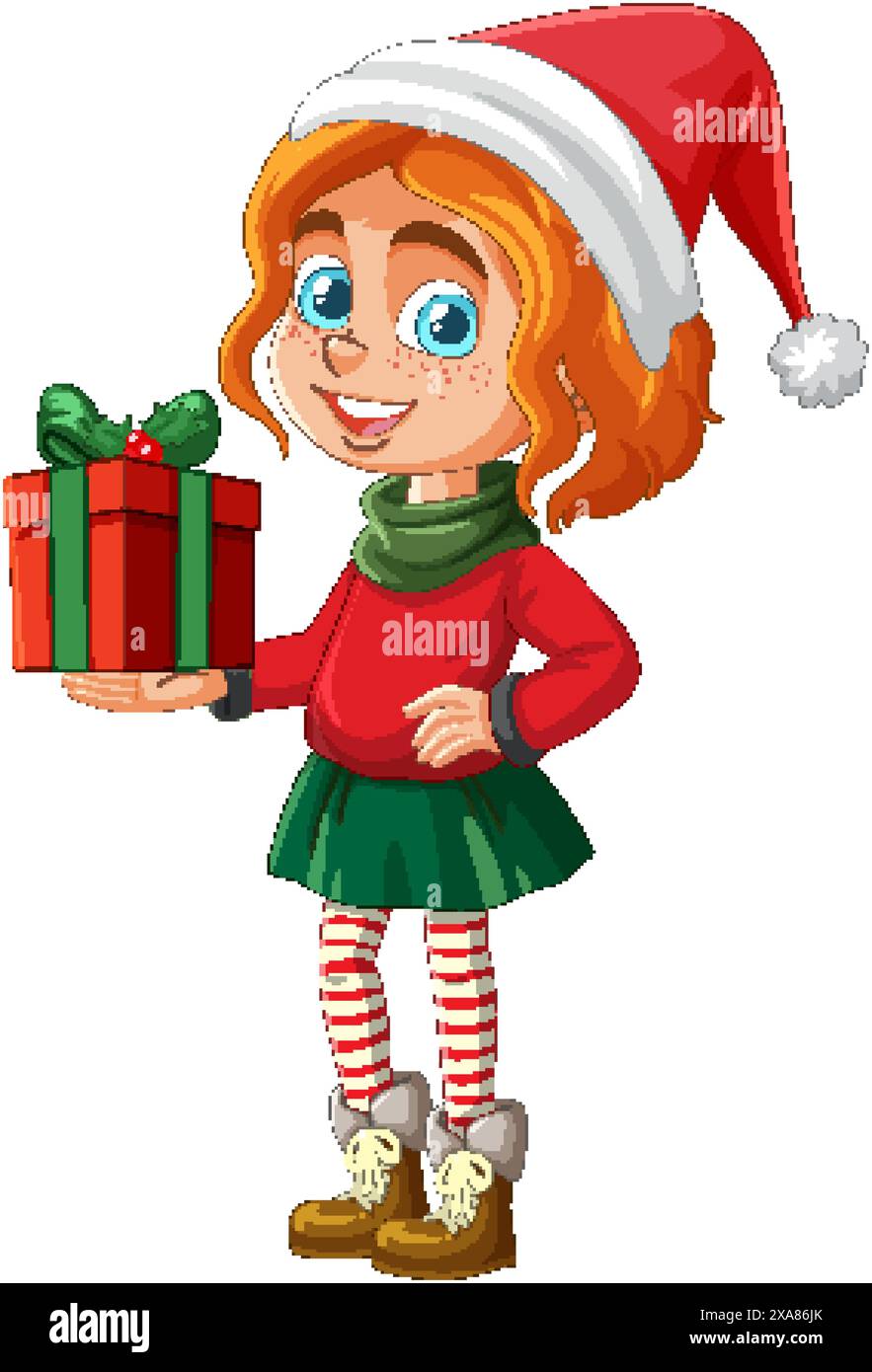 Cheerful child in santa claus Stock Vector Images - Alamy