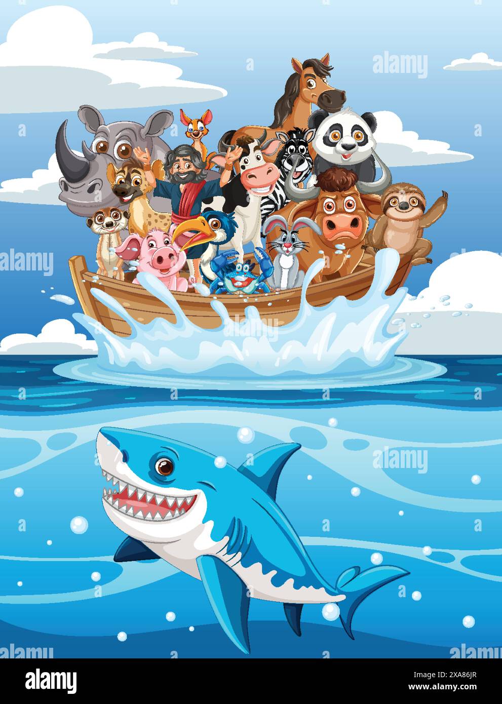 Various animals on a boat in the ocean Stock Vector Image & Art - Alamy