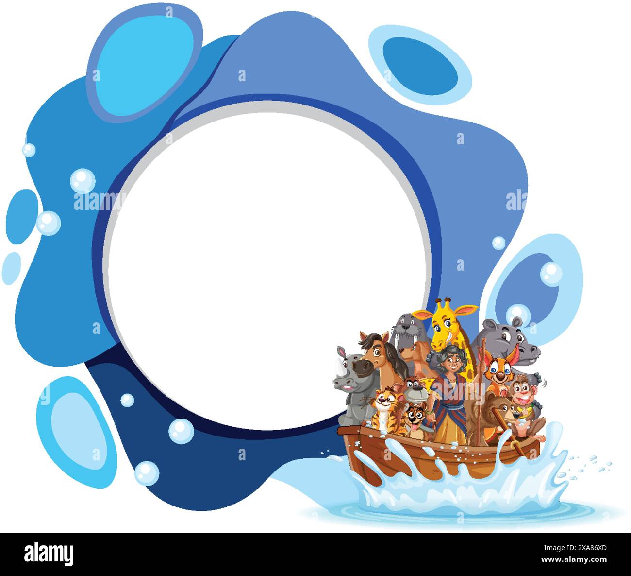 Animals sailing together on a wooden boat Stock Vector Image & Art - Alamy