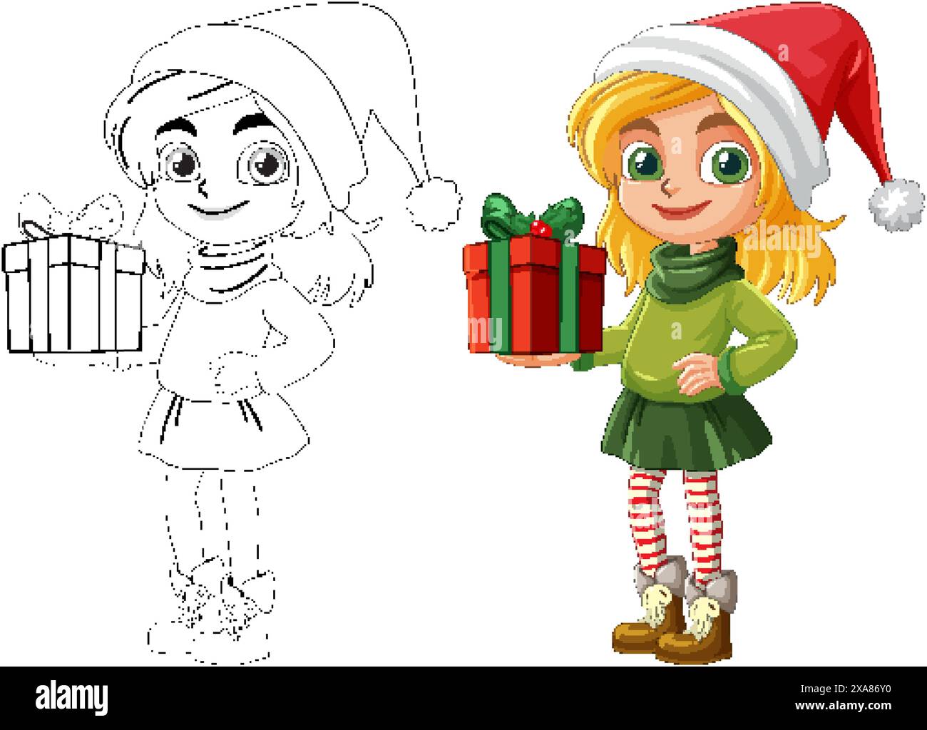 Smiling girl christmas gift Stock Vector Images - Alamy