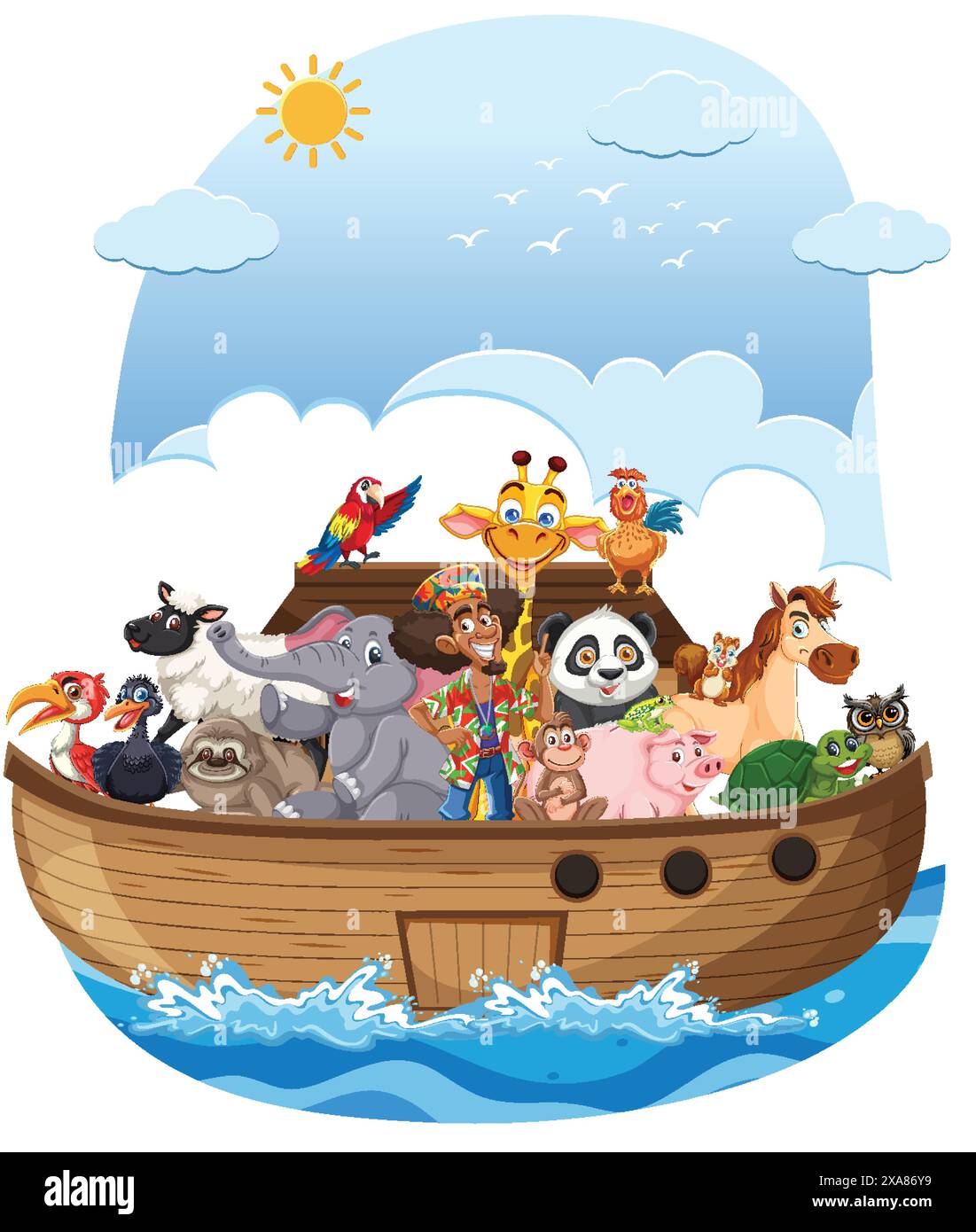 Various animals together on a wooden boat Stock Vector Image & Art - Alamy