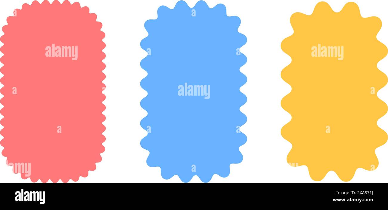 Cloudy wave curve edge frame. Wavy scalloped rectangle borders set ...