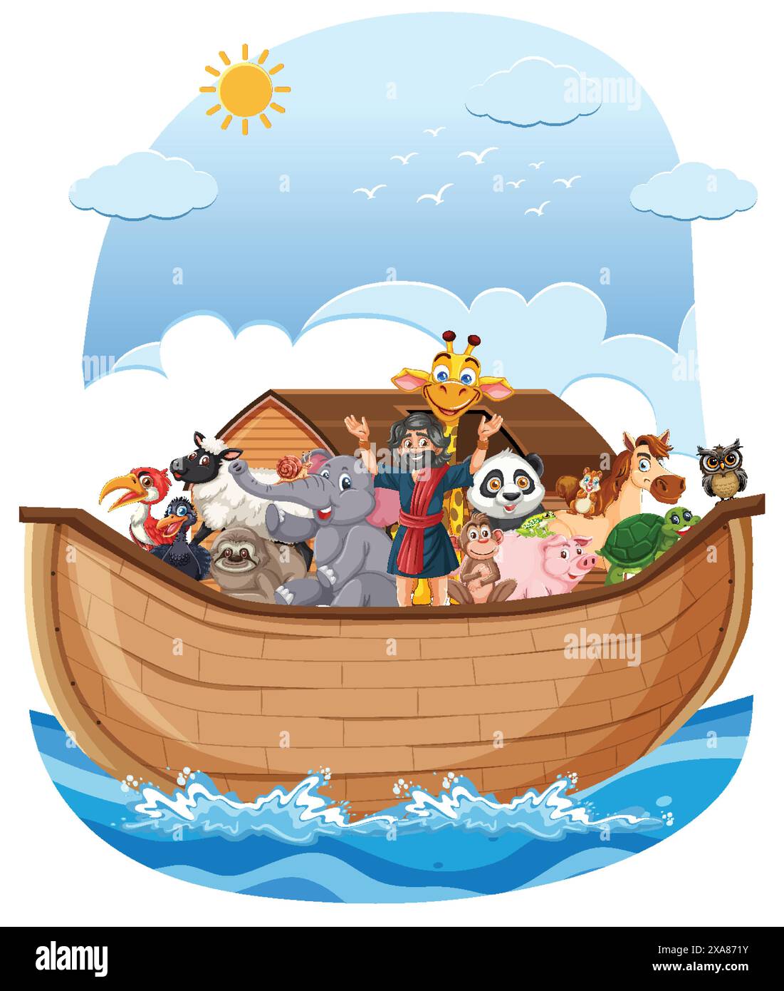 Animals and a man on a boat Stock Vector Image & Art - Alamy