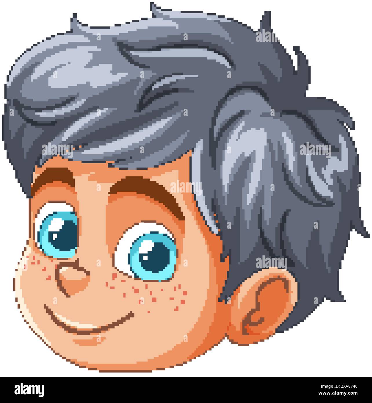 Happy boy with gray hair and freckles Stock Vector Image & Art - Alamy