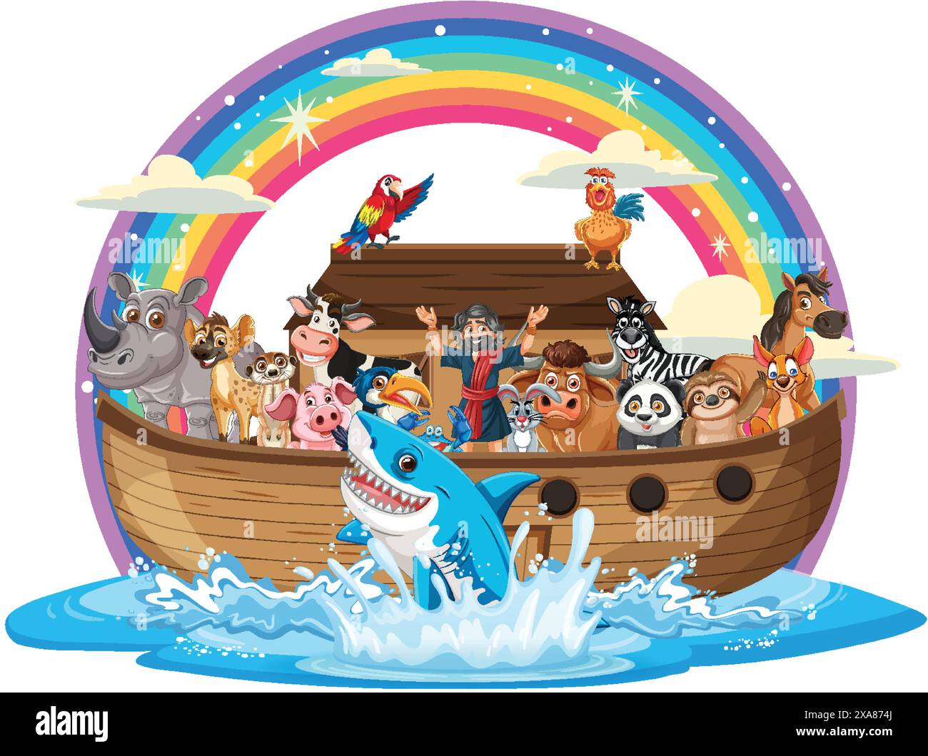 Various animals on a boat under a rainbow Stock Vector Image & Art - Alamy