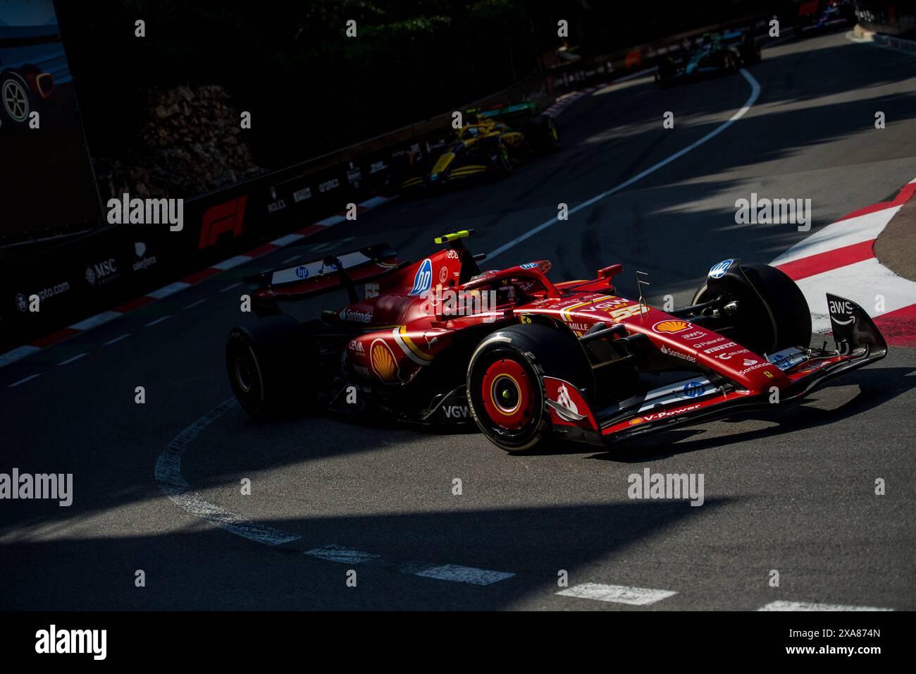 Monte-Carlo, Monaco - 26 MAY 2024, #55 Carlos Sainz (Spain, Ferrari), #4 Lando Norris (GBR ...