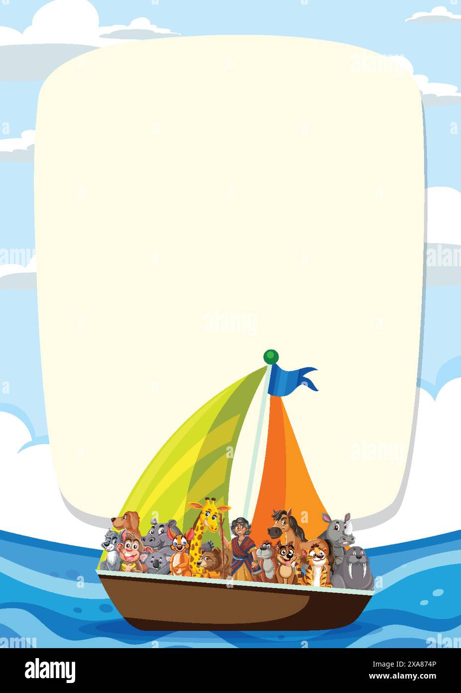 Animals on a boat with colorful sails Stock Vector Image & Art - Alamy