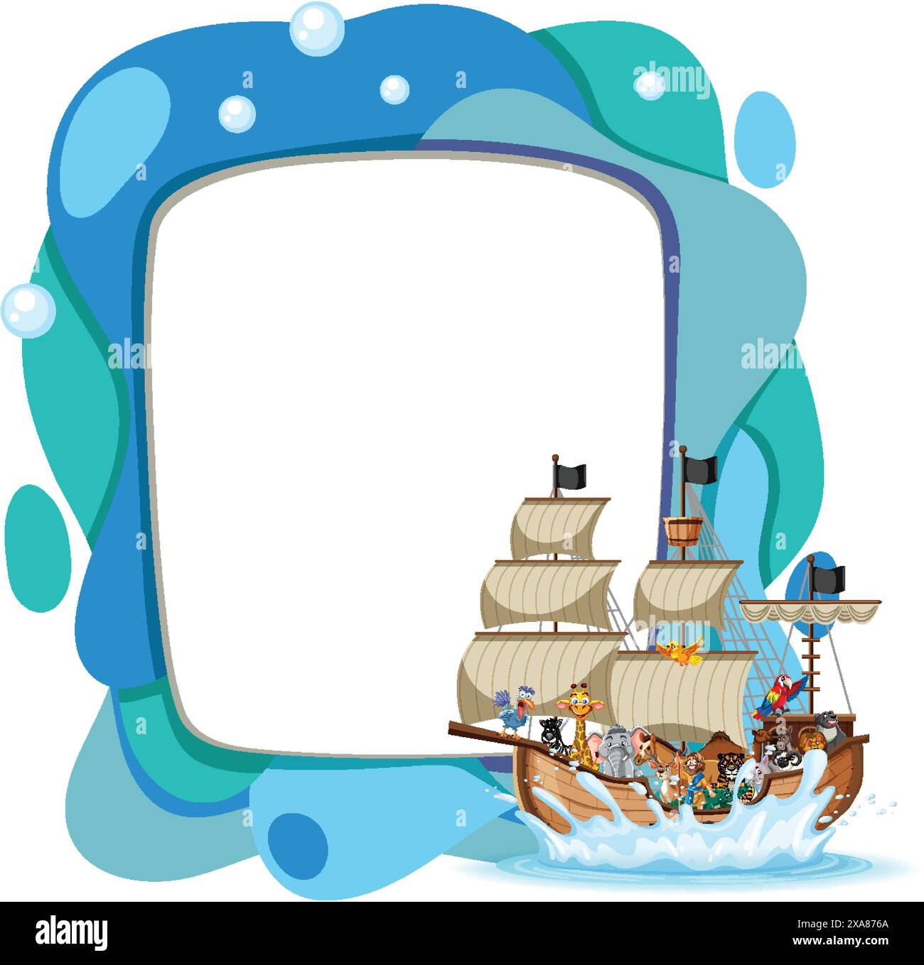 Animals on a ship with a frame Stock Vector Image & Art - Alamy