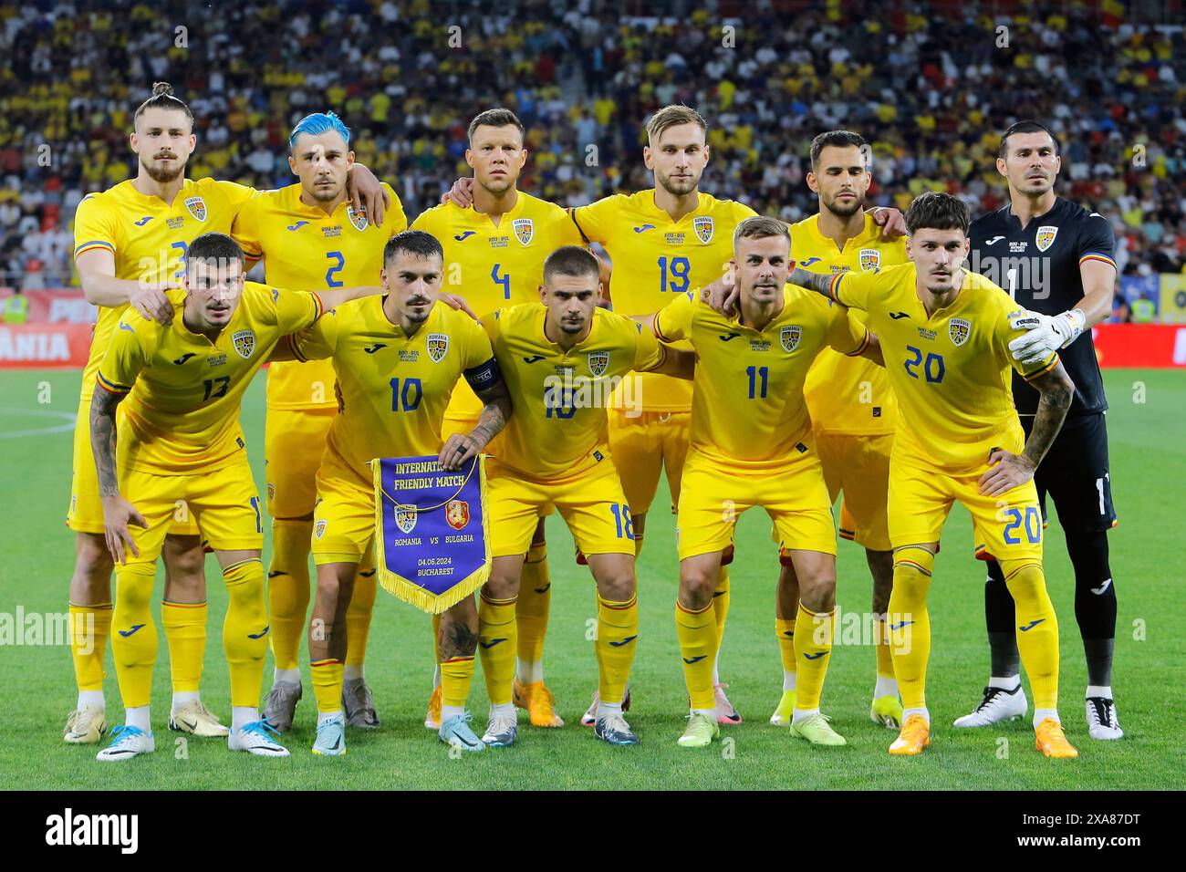 Bucharest, Romania. 4th June, 2024. Start players of team Romania pose ...