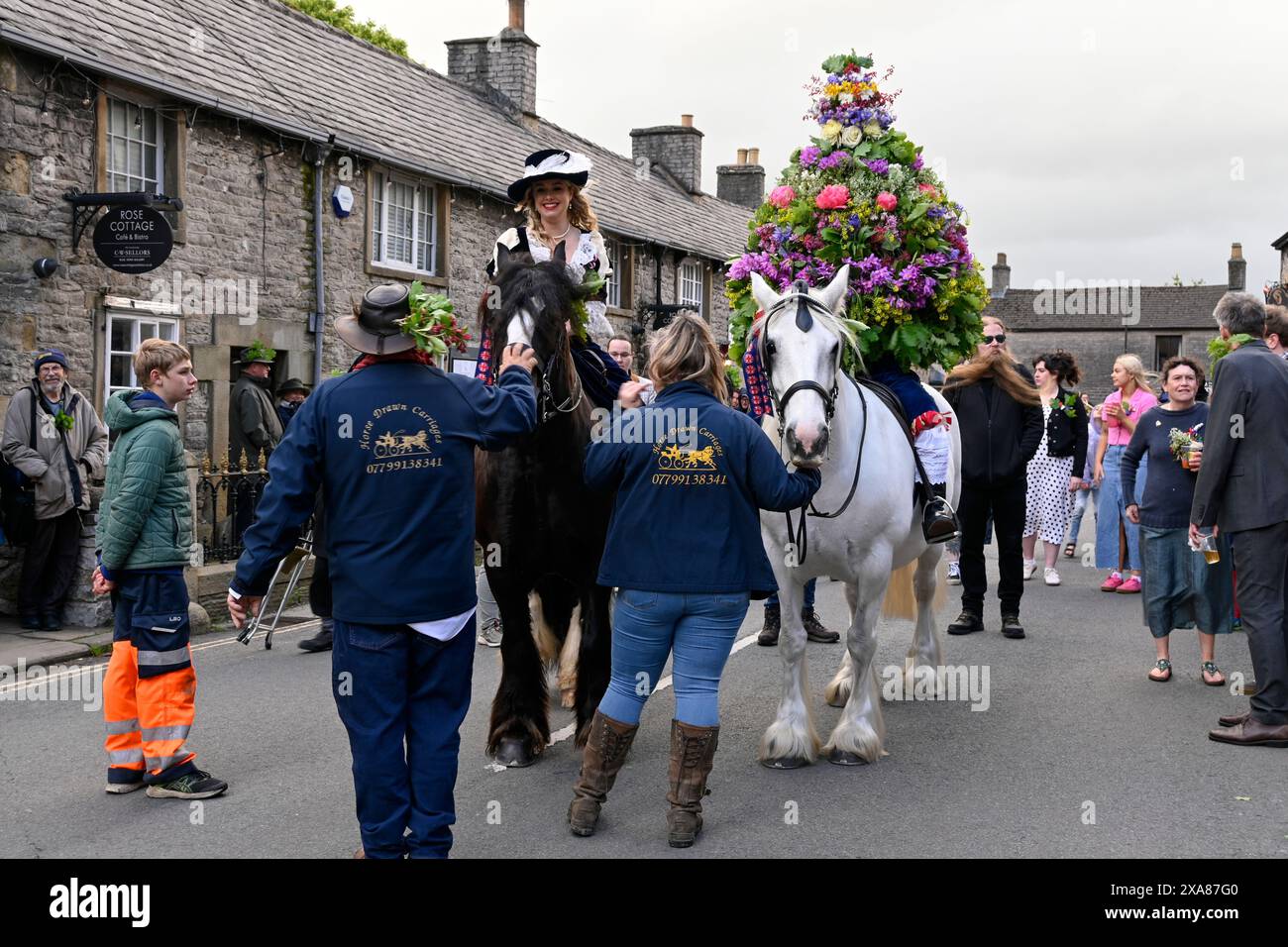 Oak Apple Day celebrations Castleton Peak District Derbyshire UK Stock ...