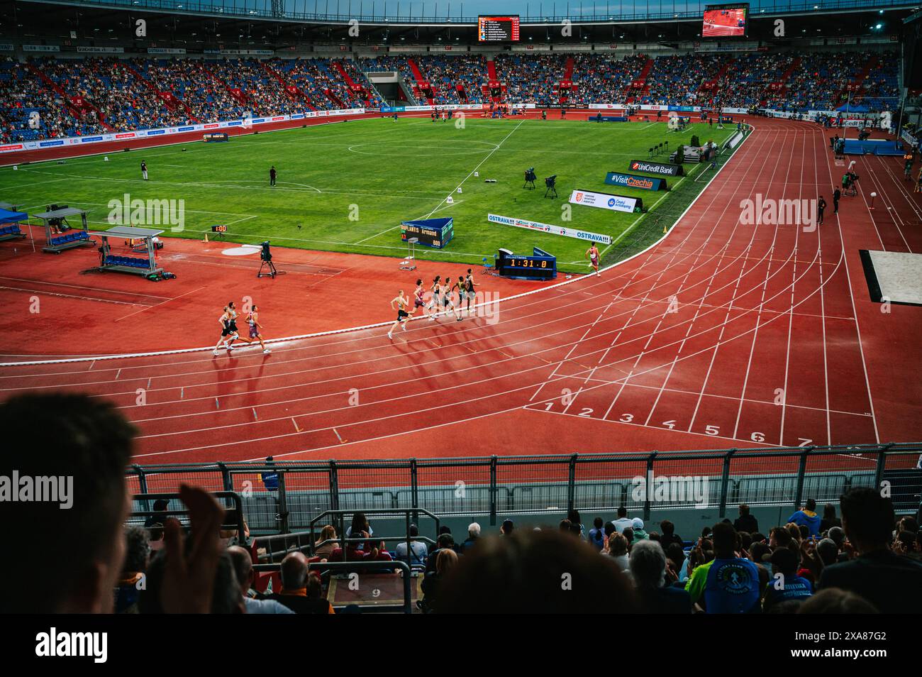 OSTRAVA, CZECHIA, MAY 28, 2024: 800 meters professional Race at modern ...