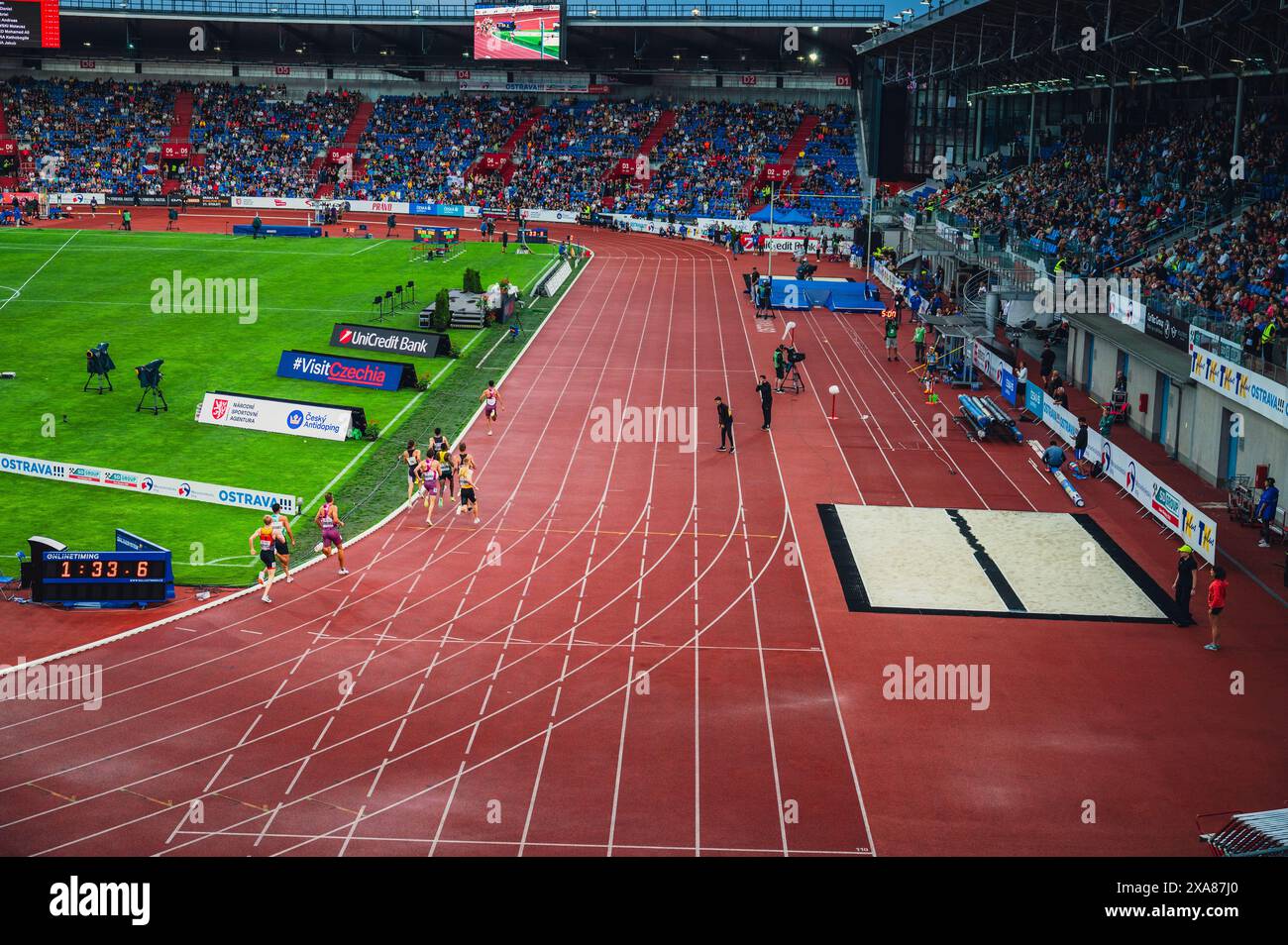 OSTRAVA, CZECHIA, MAY 28, 2024: 800 meter professional Track and Field ...