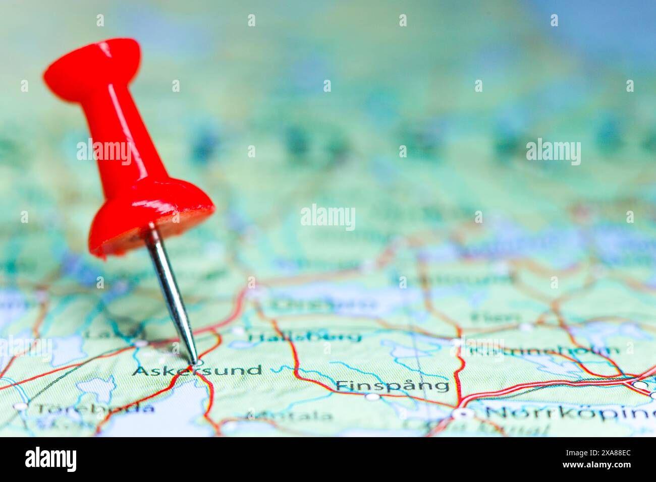 Askersund, Sweden pin on map Stock Photo - Alamy