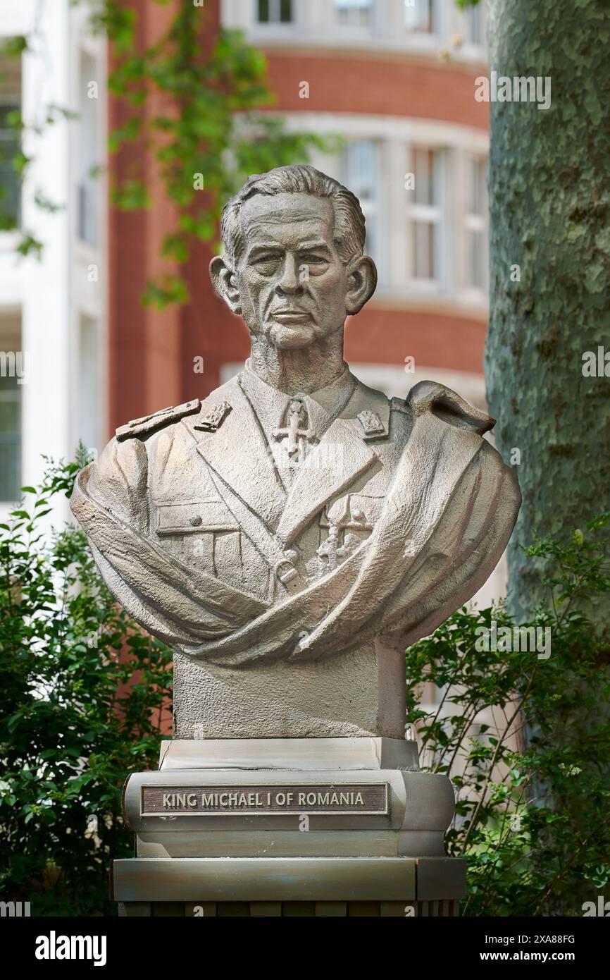 Statue of King Michael I of Romania in the grounds of the romanian ...