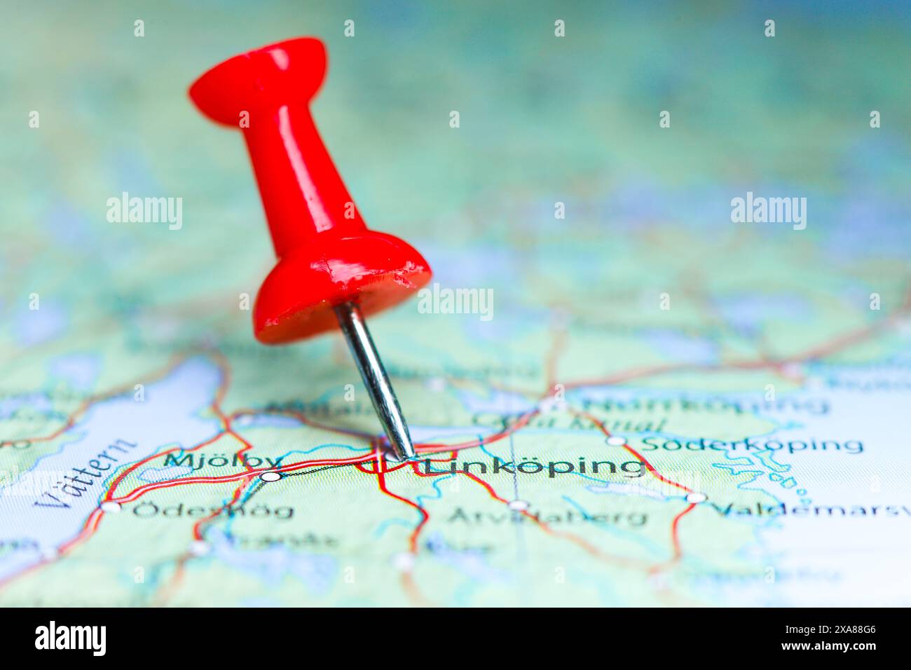 Linkoping, Sweden pin on map Stock Photo - Alamy