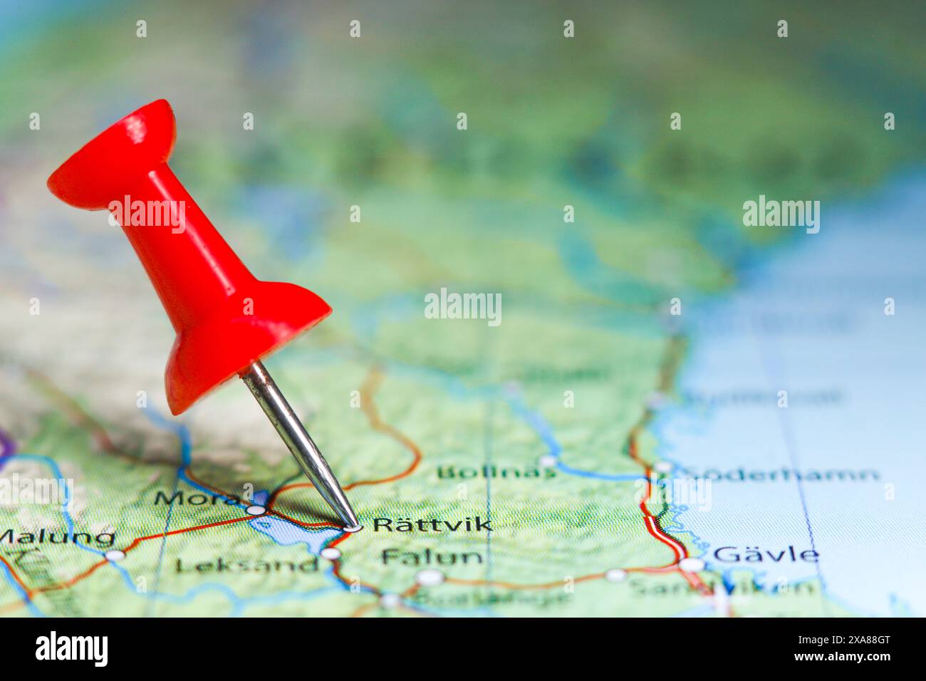 Rattvik, Sweden pin on map Stock Photo - Alamy