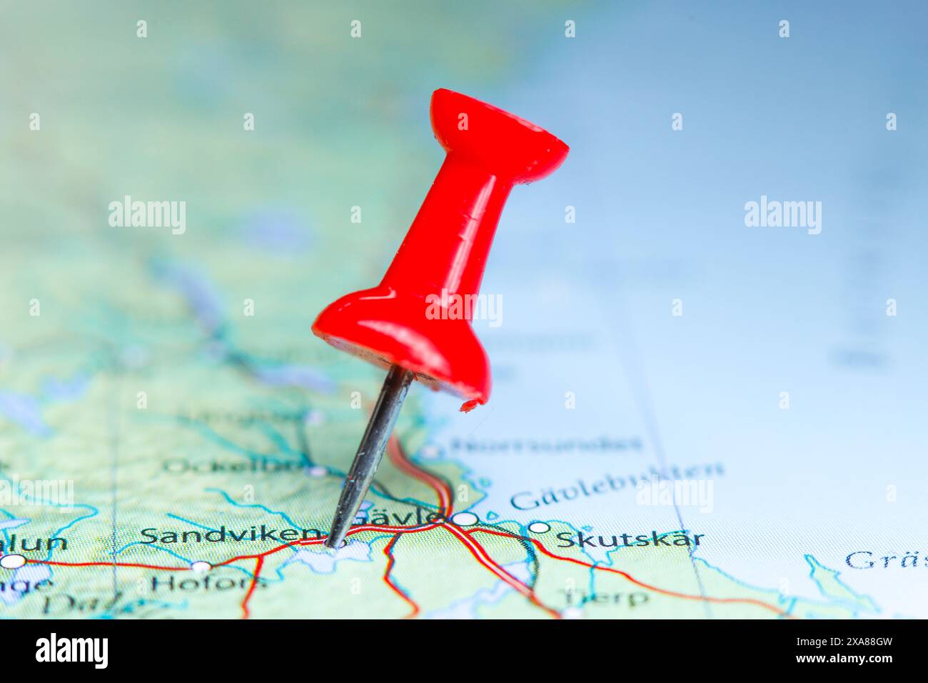 Sandviken, Sweden pin on map Stock Photo - Alamy