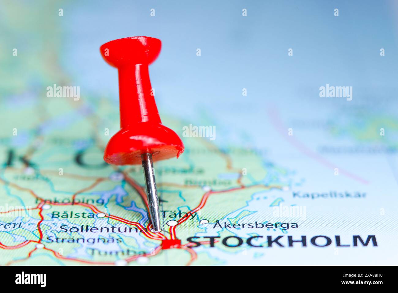 Sollentuna, Sweden pin on map Stock Photo - Alamy
